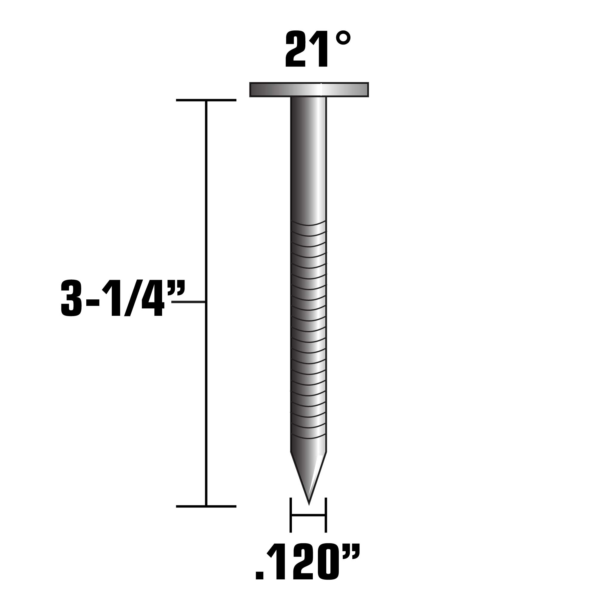 3-1/4" x .120" Ring Shank Full Round Head Stainless Steel 304 Plastic ...