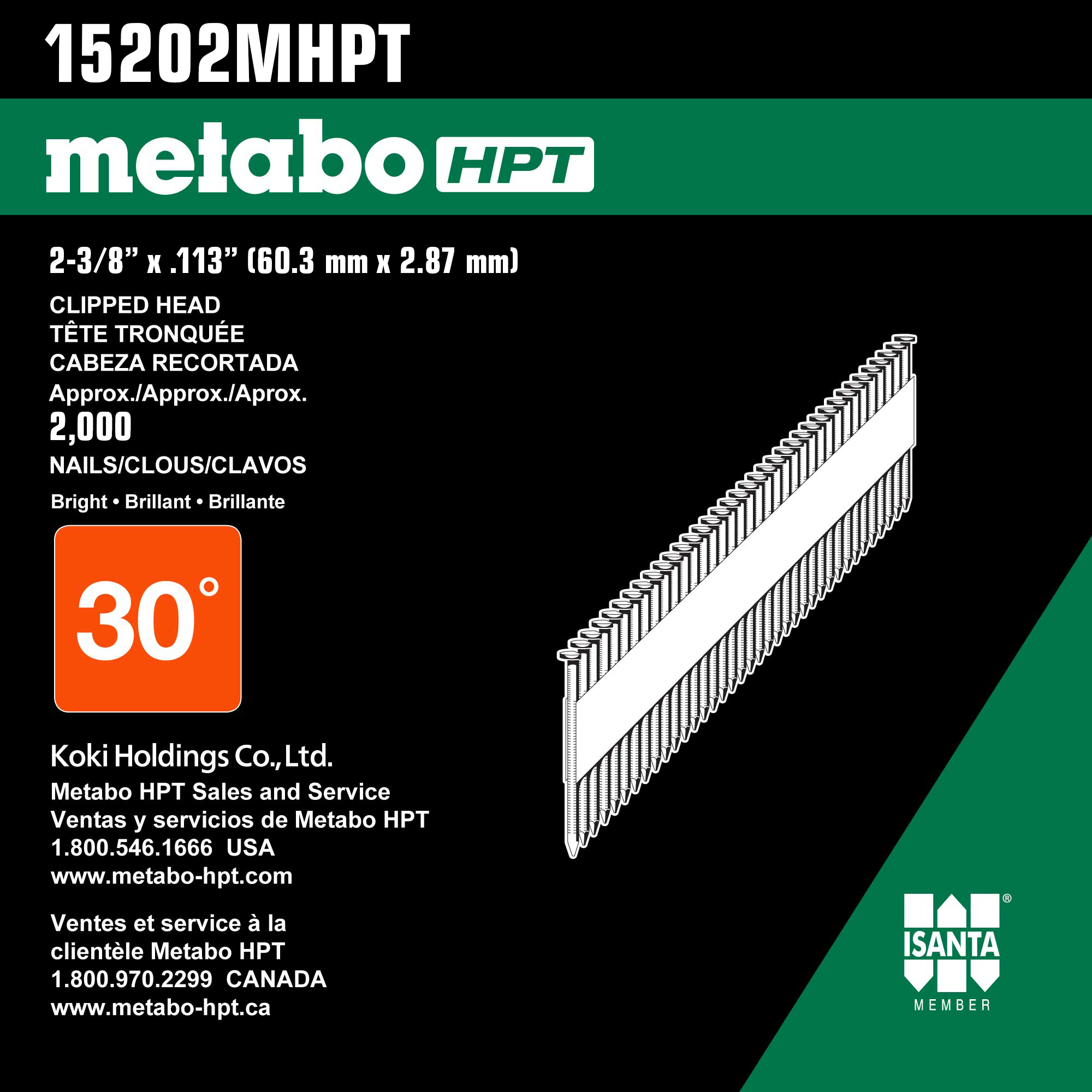 2-3/8" x .113" Smooth Shank Offset Round Head Bright Basic Plastic ...