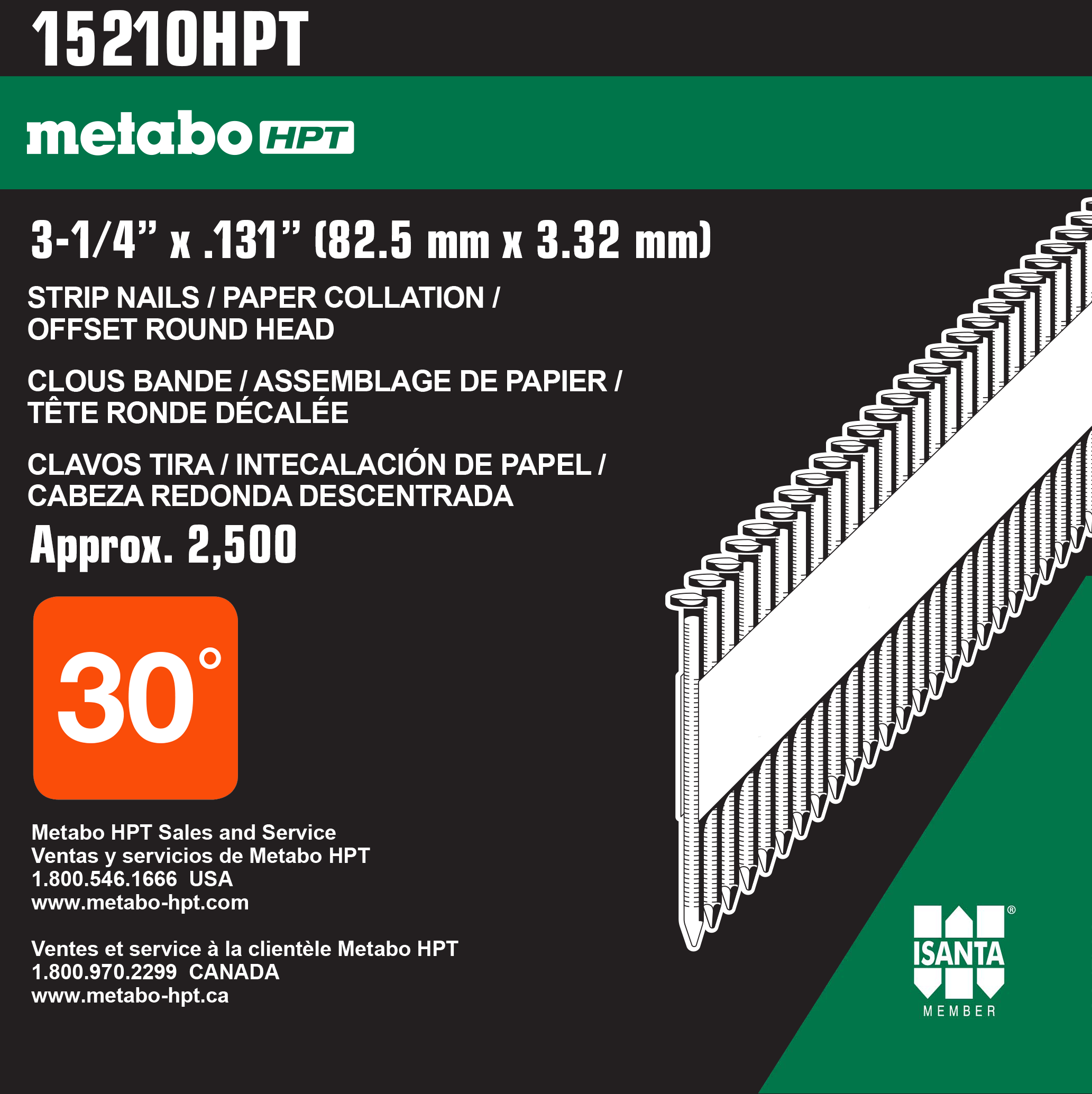 3-1/4" x .131" Smooth Shank Offset Round Head Bright Basic Plastic ...