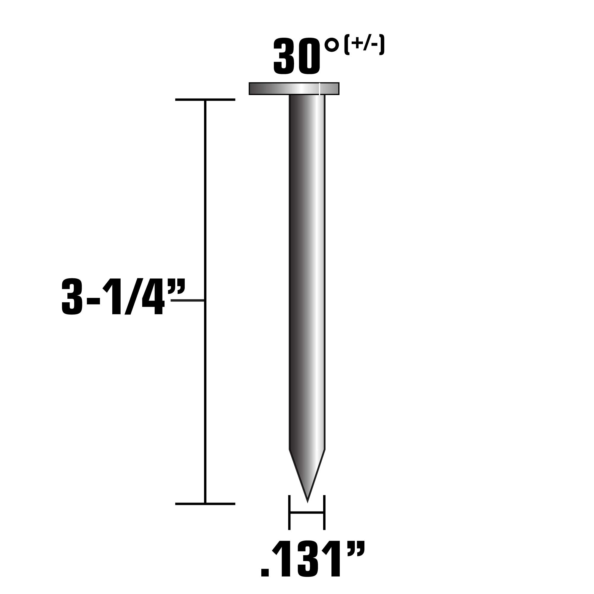 3-1/4" x .131" Smooth Shank Offset Round Head Bright Basic Plastic ...