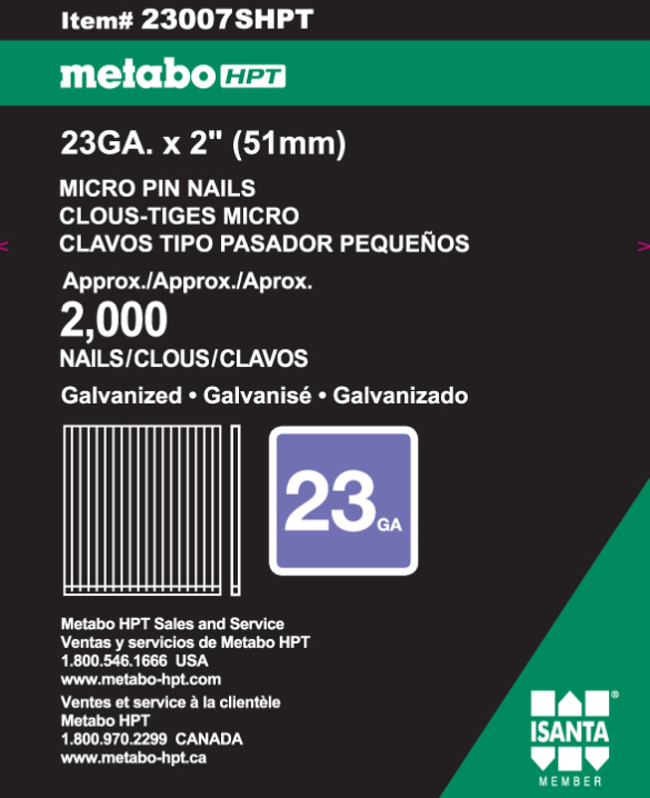 2 Inch 23 Gauge Galvanized Headless Pins | Metabo HPT 23007SHPT